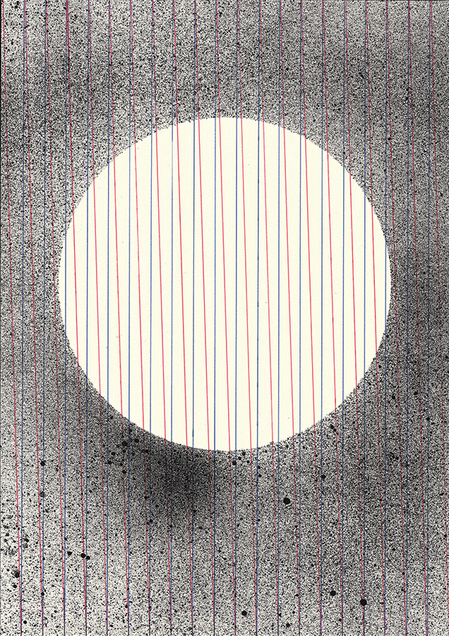 Lined Paper 2 Pen and spray paint on paper